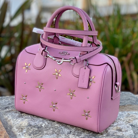 Coach | Bags | Coach Pink Studded Mini Bennett Satchel Crossbody | Poshmark